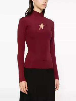 MUGLER Cut-out Star High Neck Top - Red