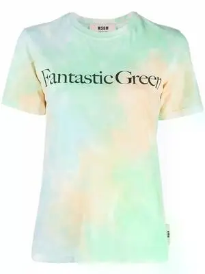 MSGM Slogan-print Cotton T-shirt - Green