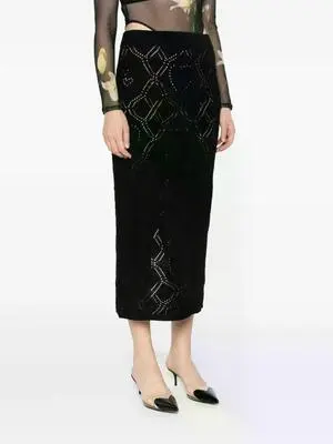 TWINSET Pointelle Knit Midi Skirt