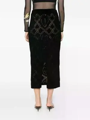 TWINSET Pointelle Knit Midi Skirt