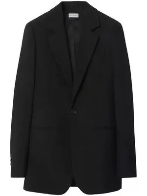 Burberry Checked Wool Blazer - Black