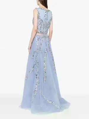 SAIID KOBEISY Sleeveless Sequinned Tulle Gown