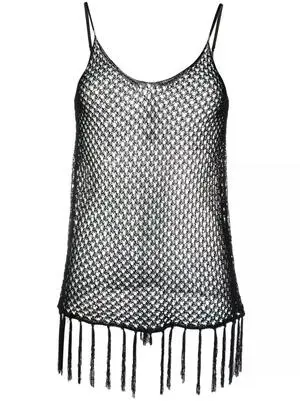 Dodo Bar Or Open-knit Fringed Top