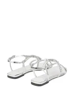 JIMMY CHOO Gwyn Flat Sandals With Crystal Embellishments - Silver