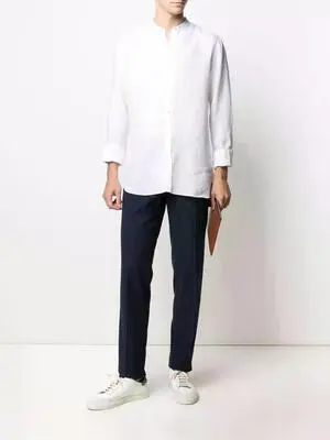 BARBA NAPOLI Band Collar Linen Shirt