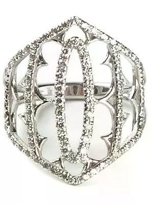 LOREE RODKIN 18kt White Gold Grey Diamond Pavé Shield Ring - Metallic
