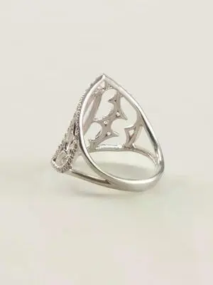 LOREE RODKIN 18kt White Gold Grey Diamond Pavé Shield Ring