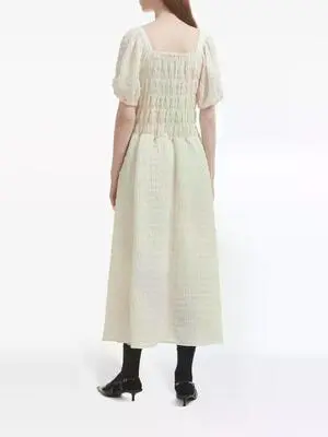 B+AB Smocked Midi Dress In Textured Cotton Blend