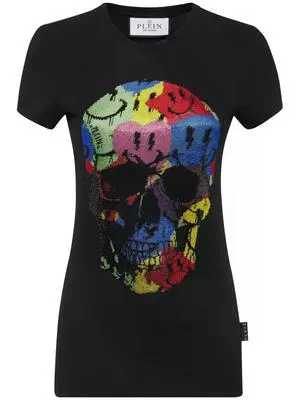 Philipp Plein Embellished Skull Print T-shirt - Black