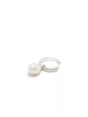 DOWER & HALL Sterling Pearl Charm Hoop Earrings