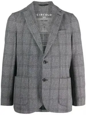 CIRCOLO 1901 Plaid-check Single-breasted Blazer - Blue