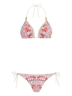 TEMPERLEY LONDON Pomegranate Floral-print Bikini Bottom