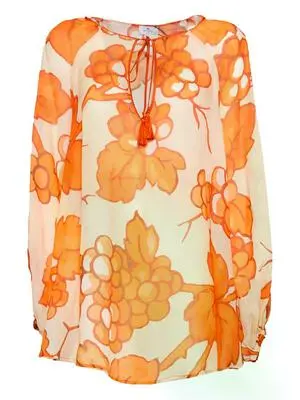 Etro Floral Print Tie Neck Blouse - Orange