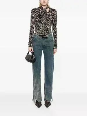 Blumarine Animal Print Draped Blouse