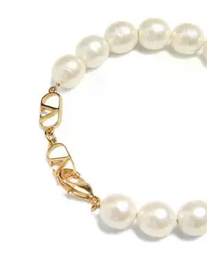Valentino Garavani Pearl And Heart Charm Bracelet - Neutrals