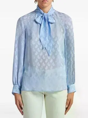 Etro Silk Jacquard Blouse With Bow Detail