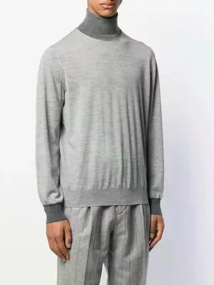 Brunello Cucinelli Virgin Wool & Cashmere Blend Turtleneck Jumper - Grey