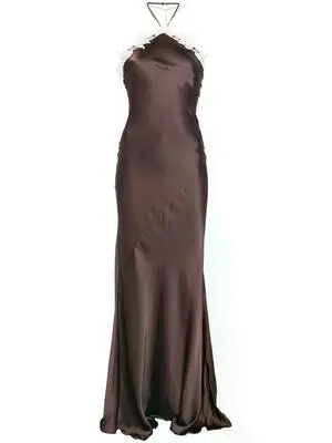 Patrizia Pepe Logo-pendant Maxi Dress - Brown