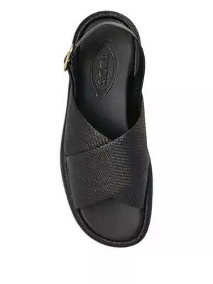 TOD'S Round-toe Leather Flat Sandals