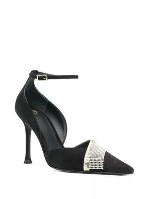ALEVI MILANO Kyla 95mm Suede Pumps With Crystal And Faux-pearl Embellishments