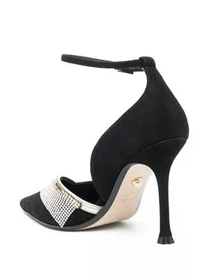 ALEVI MILANO Kyla 95mm Suede Pumps With Crystal And Faux-pearl Embellishments
