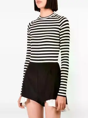 IOANA CIOLACU Striped Crewneck Long Sleeve Bodysuit
