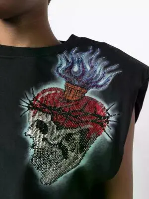 Philipp Plein Skull Motif Cropped T-shirt - Black