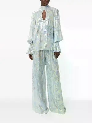 Nina Ricci Floral Jacquard Palazzo Pants