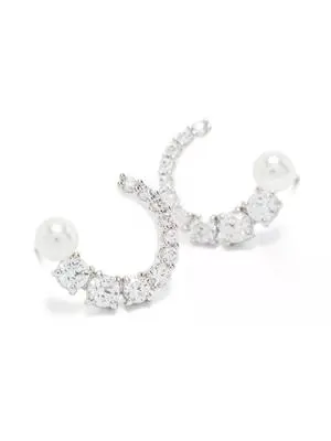 SWAROVSKI Matrix Stud Earrings With Faux Pearl Embellishment