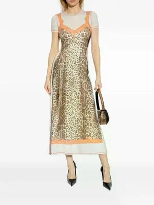 DIESEL® D-iile Midi Dress With Leopard Print And Lace Trim