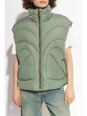 Khrisjoy Quilted High-neck Vest - Green