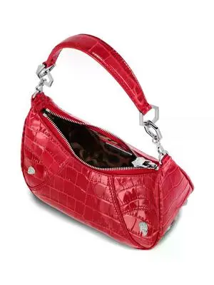 Philipp Plein Ruby Calf Leather Gothic Shoulder Bag - Red