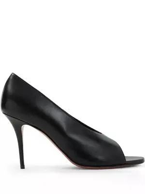 Amina Muaddi Leather Slip-on High Stiletto Heel Sandals