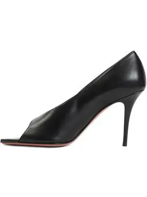 Amina Muaddi Leather Slip-on High Stiletto Heel Sandals