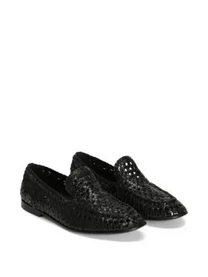 Dolce & Gabbana Woven Leather Loafers - Black