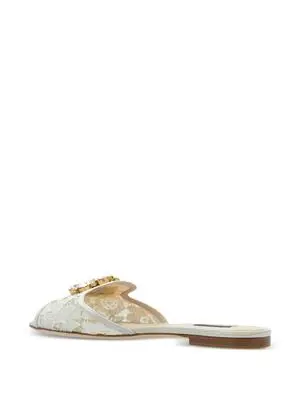 Dolce & Gabbana Bianca Rainbow Lace Brooch-detail Sandals - Grey
