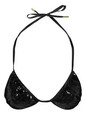TOM FORD Sequin Embellished Triangle Bikini Top - Black