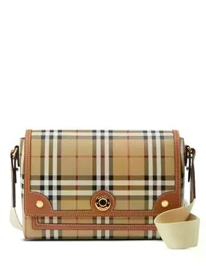 Burberry Calf Leather And Check Crossbody Bag - Neutrals