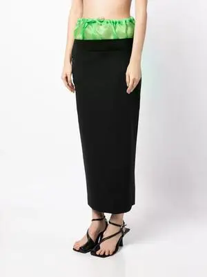 A.W.A.K.E. Mode Two-tone Drawstring Midi Skirt