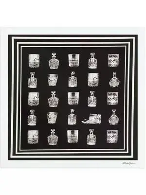 Dolce & Gabbana Silk Twill Scarf With Liquor Print - Black