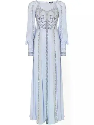 TEMPERLEY LONDON Long-sleeve Maxi Dress - Blue