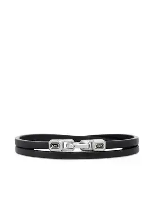 David Yurman David Yurman Sterling Silver And Leather Double Wrap Bracelet Silver