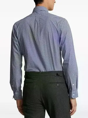 Polo Ralph Lauren Mini Check.pattern Cotton Shirt - Blue