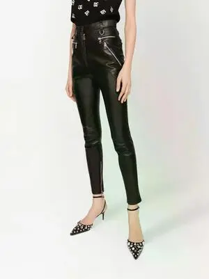 Dolce & Gabbana Zip-detail Faux-leather Trousers