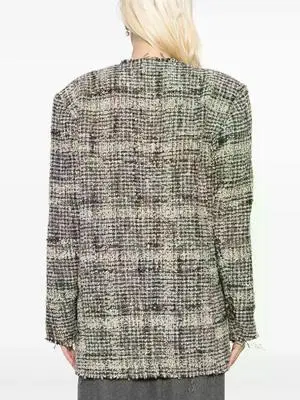 JNBY V-neck Tweed Jacket With Fringed Edge