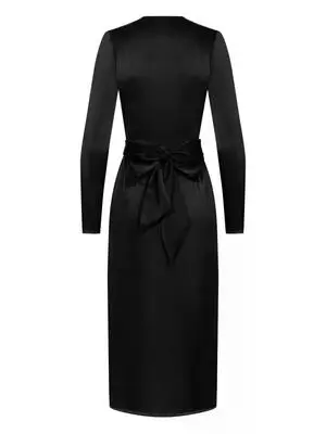 MAISON CLOSE Satin Wrap Midi Dress