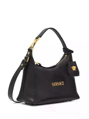 Versace Tag Top-handle Bag In Nappa Leather - Black