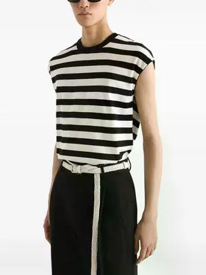 Dolce & Gabbana Striped Sleeveless Crew Neck Top