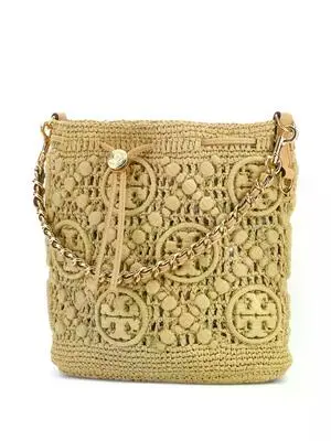 Tory Burch Monogram Pattern Drawstring Bucket Bag