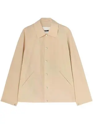 JIL SANDER Cotton Poplin Logo Print Jacket - Neutrals